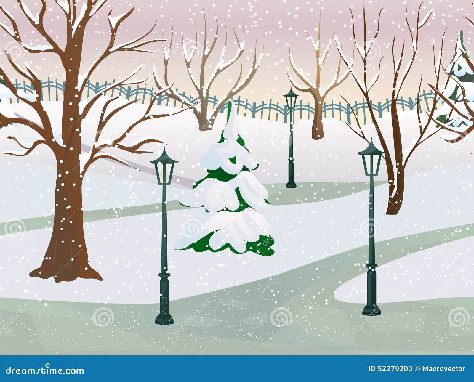 Winter Park Landscape stock vector. Illustration of decorative - 52279200