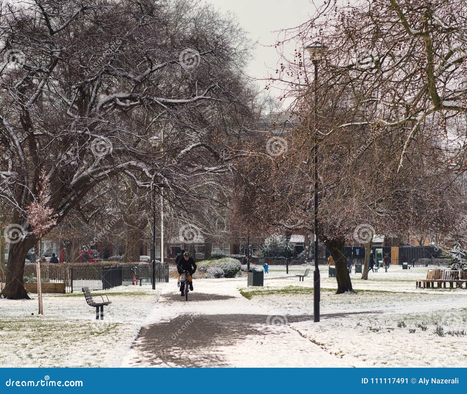 Winter Park Scene after a Snowfall in London Stock Image - Image of ...