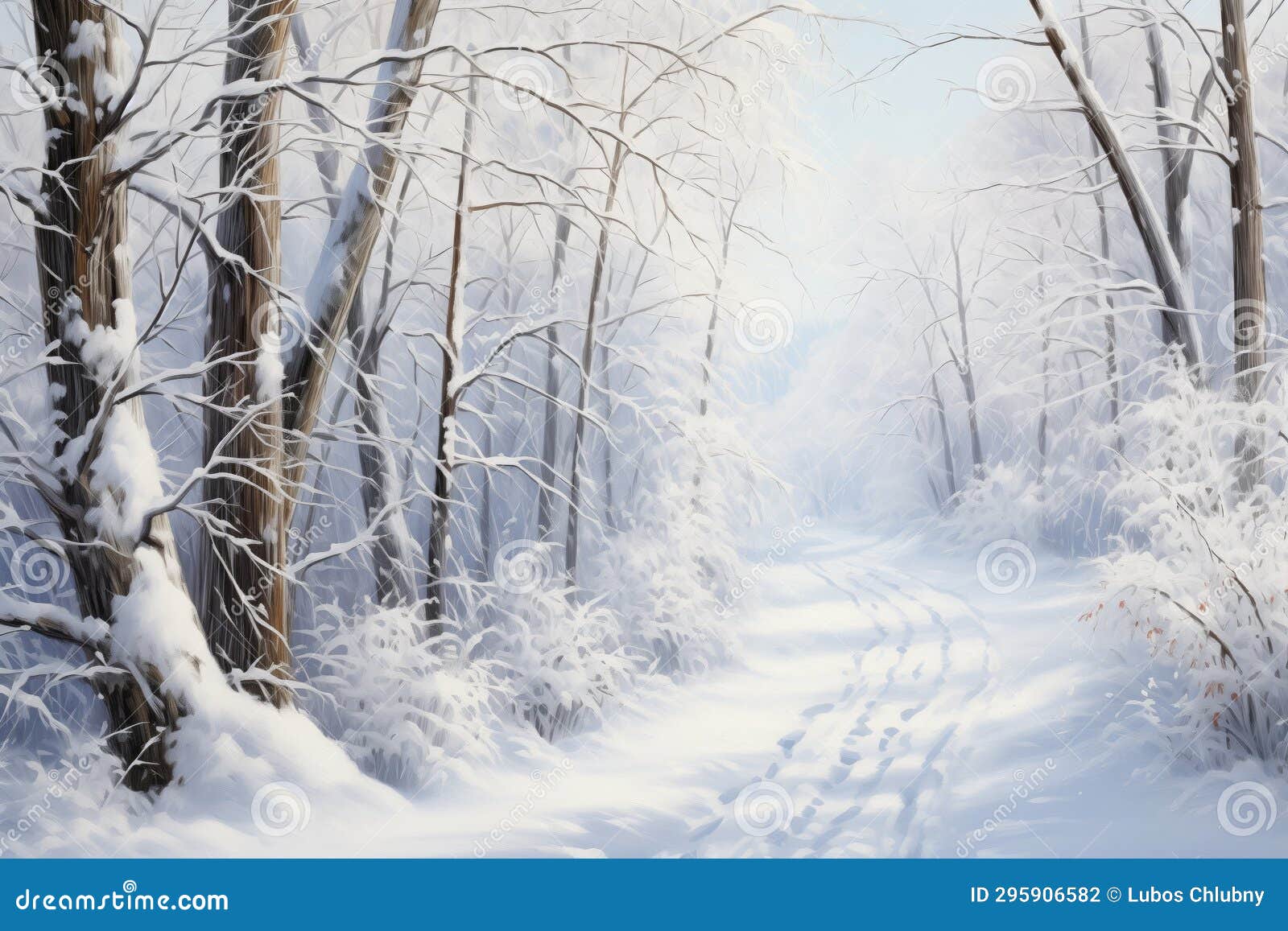 Winter Path. Snowy Road in the Forest Stock Illustration - Illustration ...