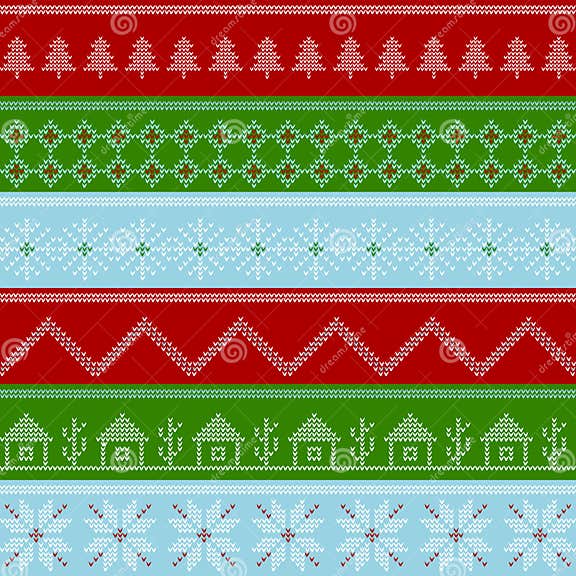 Winter Festive Christmas Knitted Pattern. Knitted Elements. Pattern ...