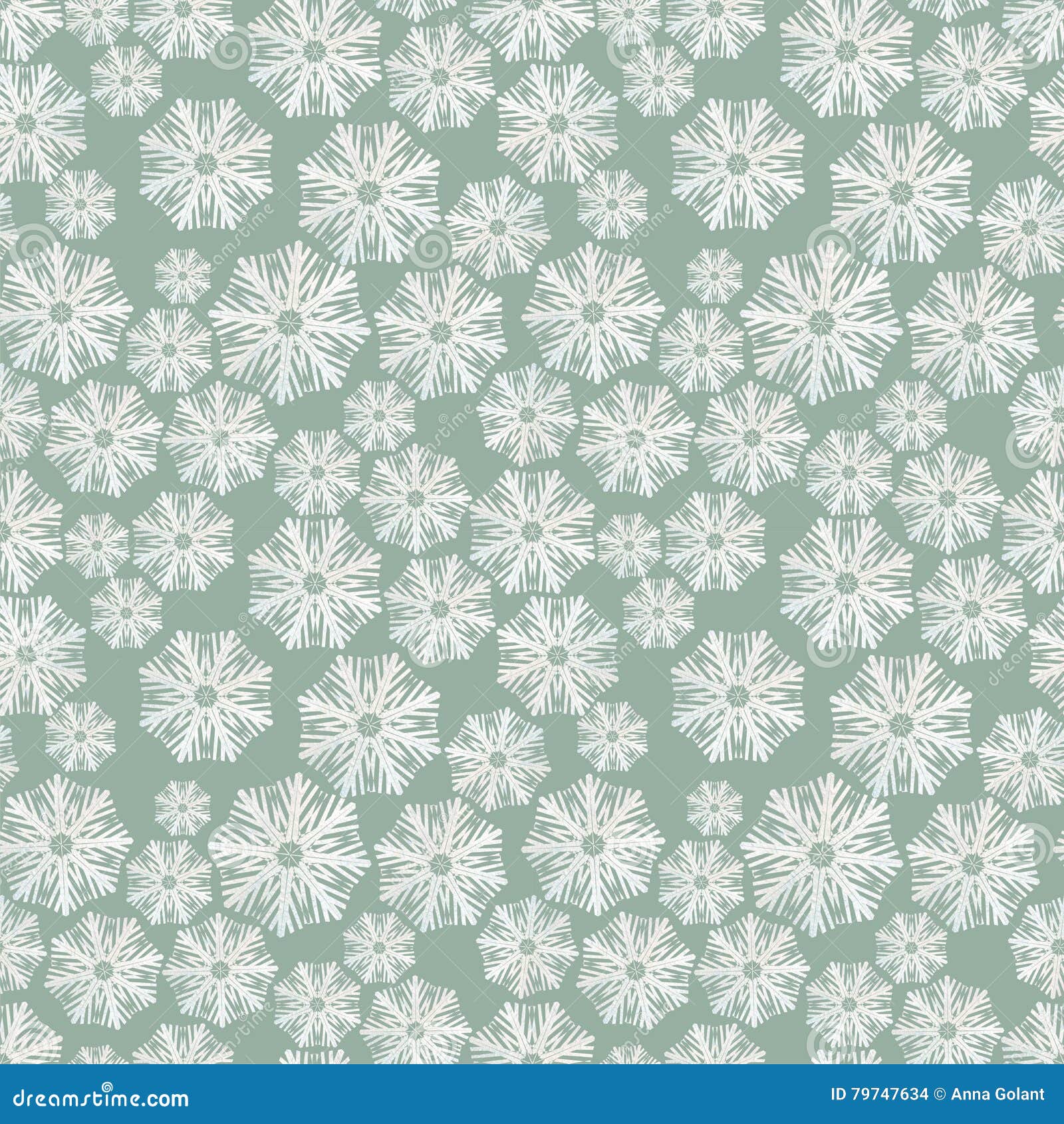 Winter Pattern with Snowflakes on a Green Background Stock Illustration ...