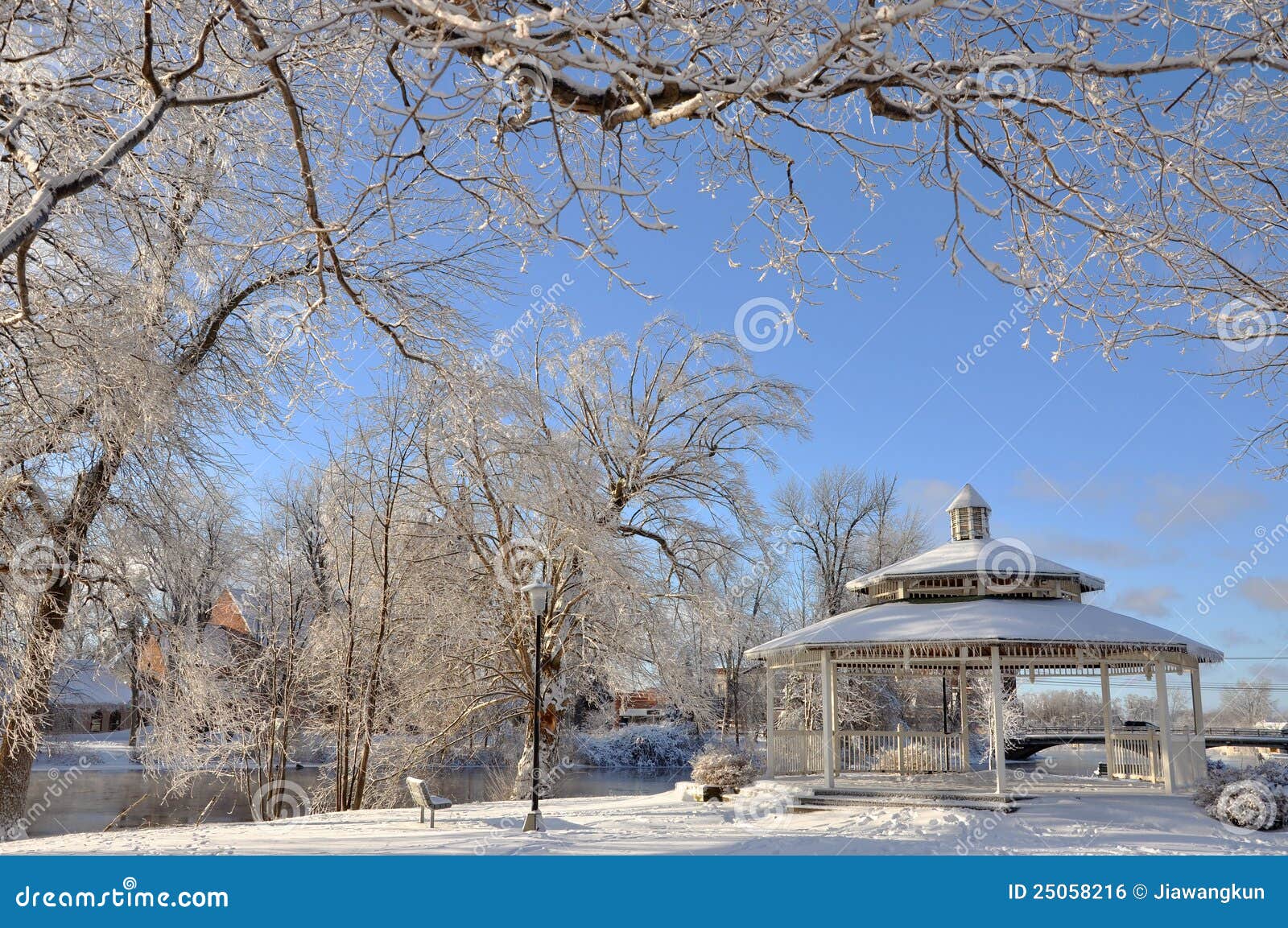 Winter Pavilion after Snow stock photo. Image of tree - 25058216