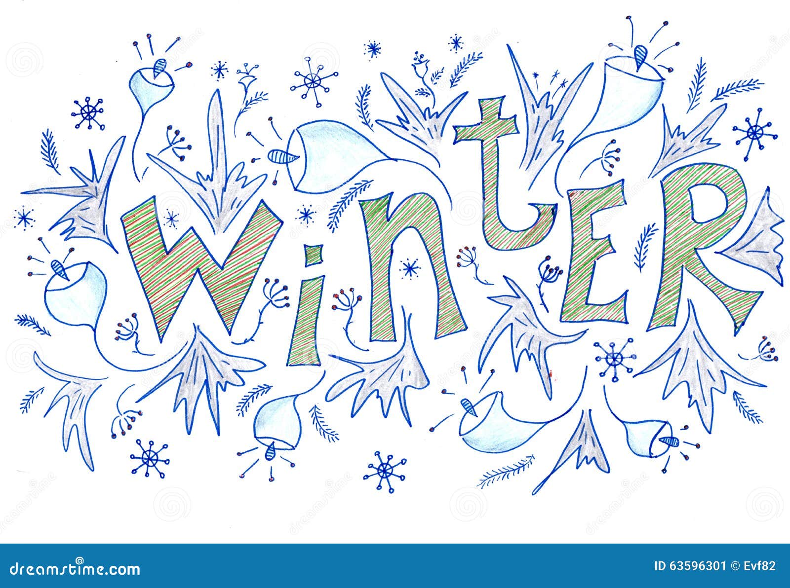 Winter - pencil drawing stock illustration. Illustration of season ...