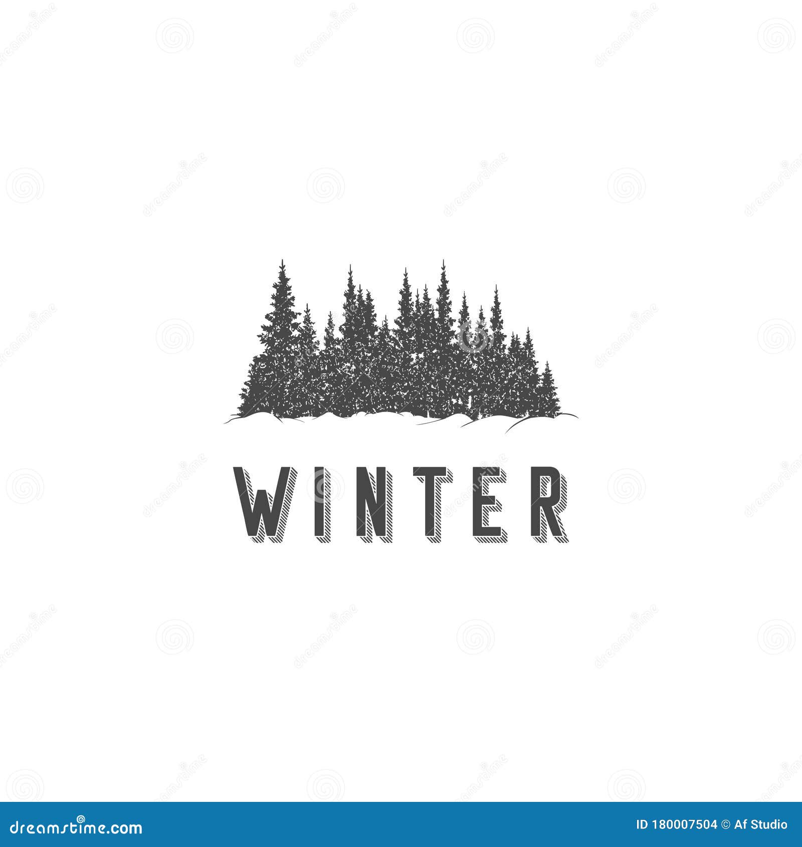 Winter Pine Forest Silhouette and Snow Logo - Illustration Vector Stock ...