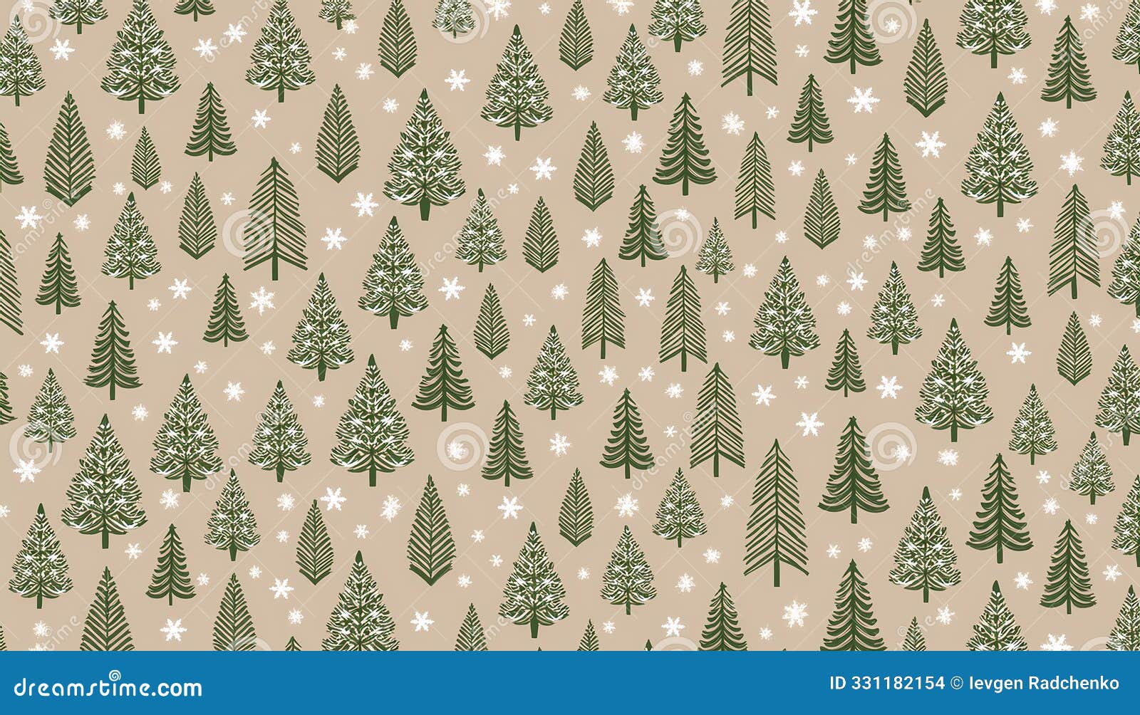 Winter Pine Trees and Snowflakes Background - a Repeating Pattern of ...