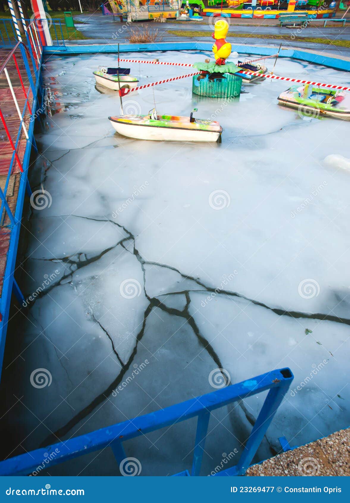 An Old Broken Playground. Broken Slide And Sandbox. Bad Playground ...