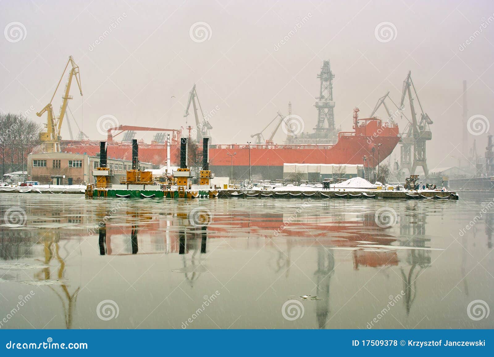Winter in the port. stock photo. Image of rope, harbor - 17509378