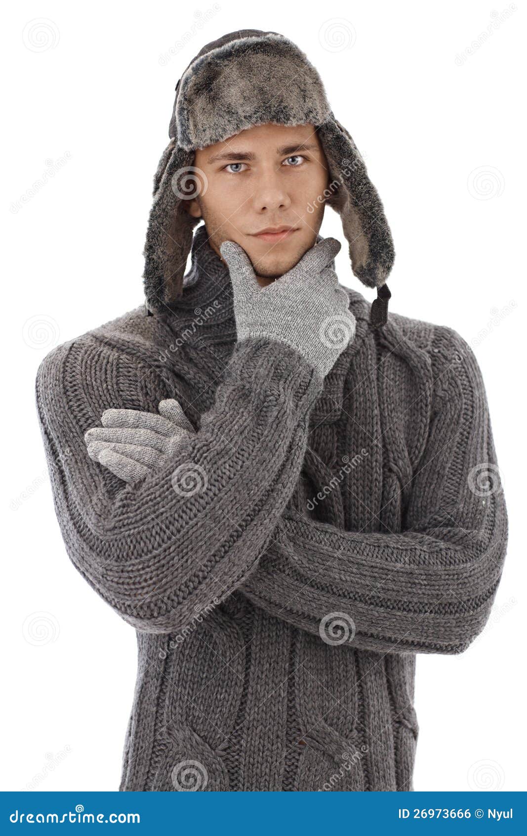 Winter Portrait of Handsome Guy Stock Photo - Image of fashionable ...