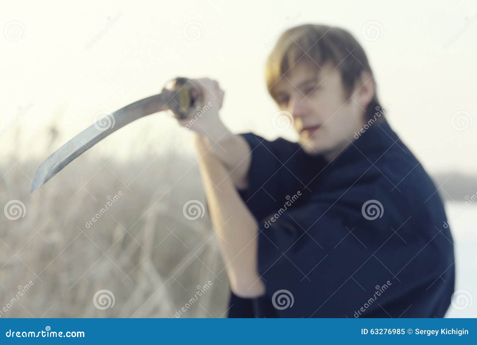 Winter Portrait Japanese Ninja Stock Image - Image of pose, conflict ...