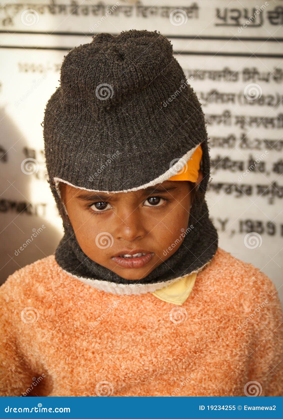 Winter Portrait of a Sad Cute Indian Boy Editorial Image - Image of ...