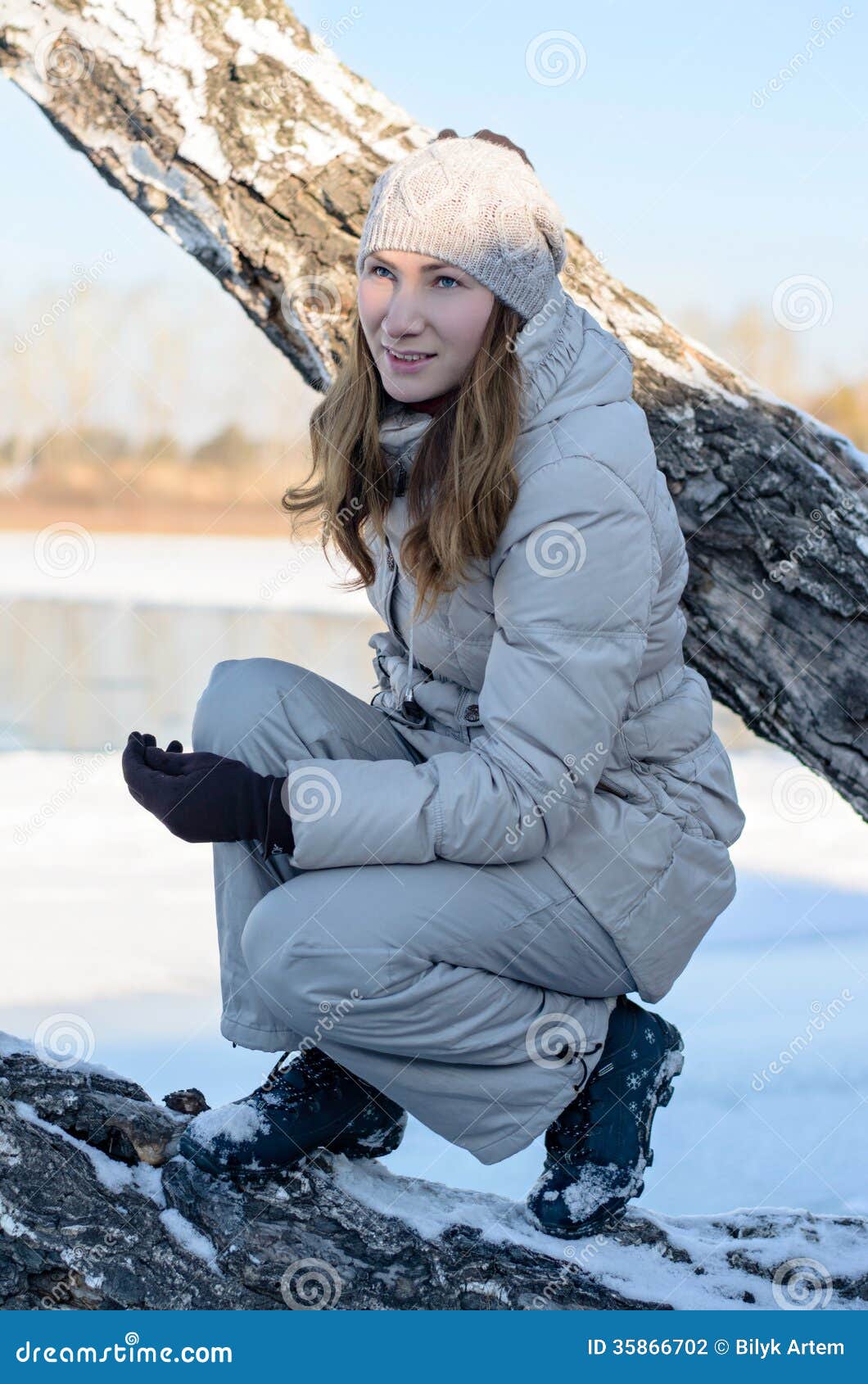 Winter pranks. stock photo. Image of winter, young, hand - 35866702