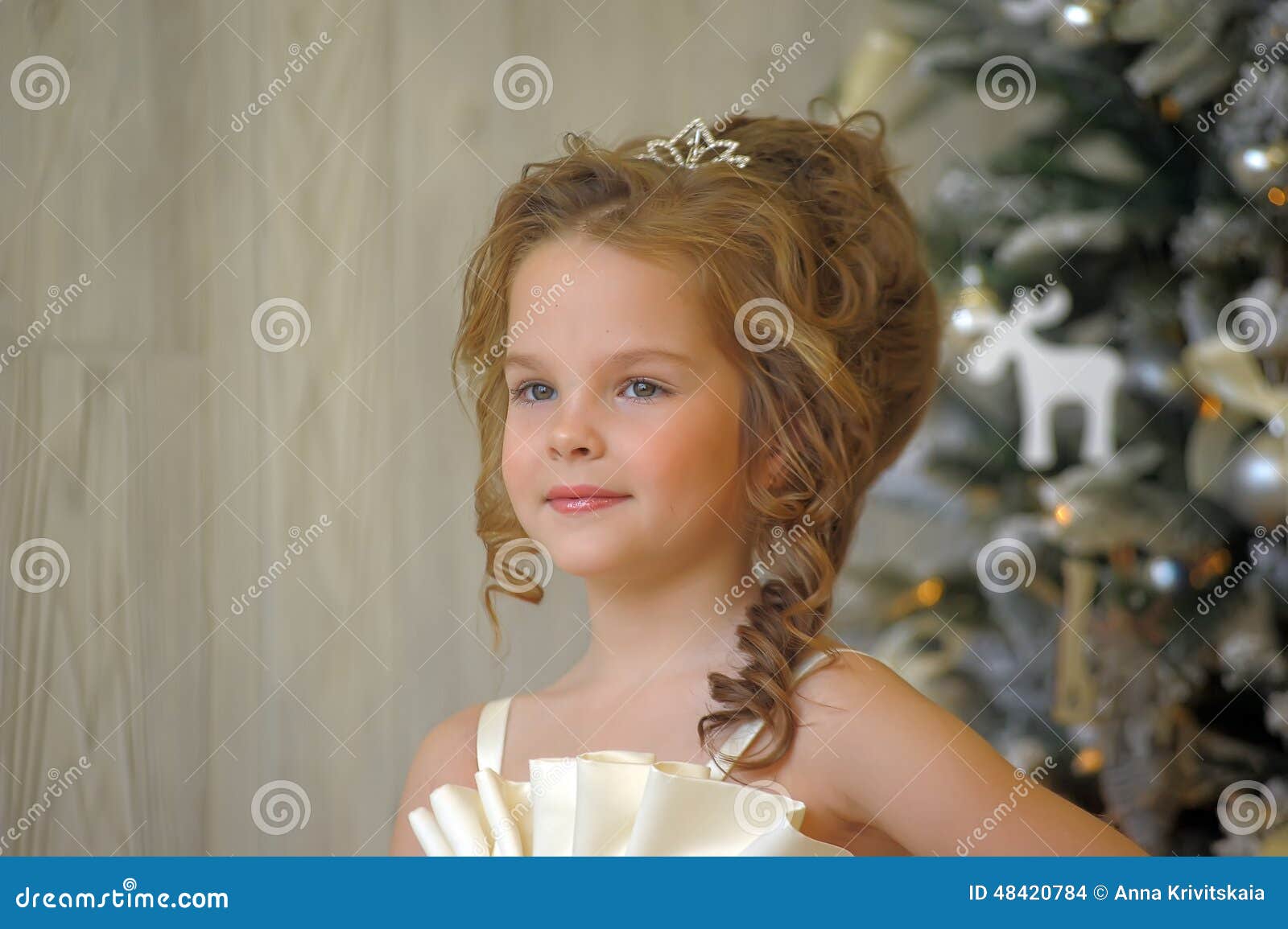Winter Princess at the Christmas Tree Stock Photo - Image of human ...