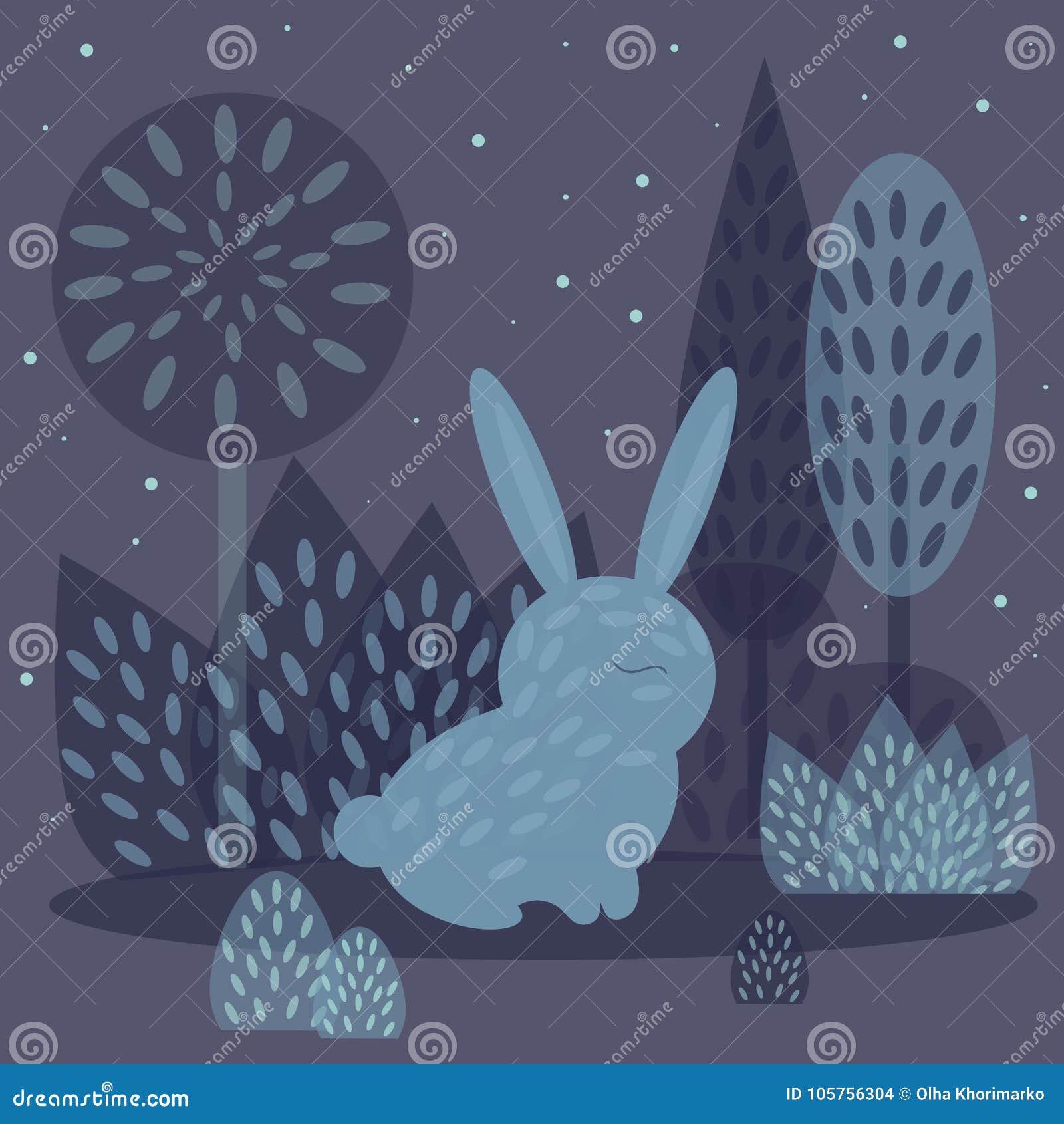 Winter Rabbit Vector Illustration in Flat Style Stock Vector ...