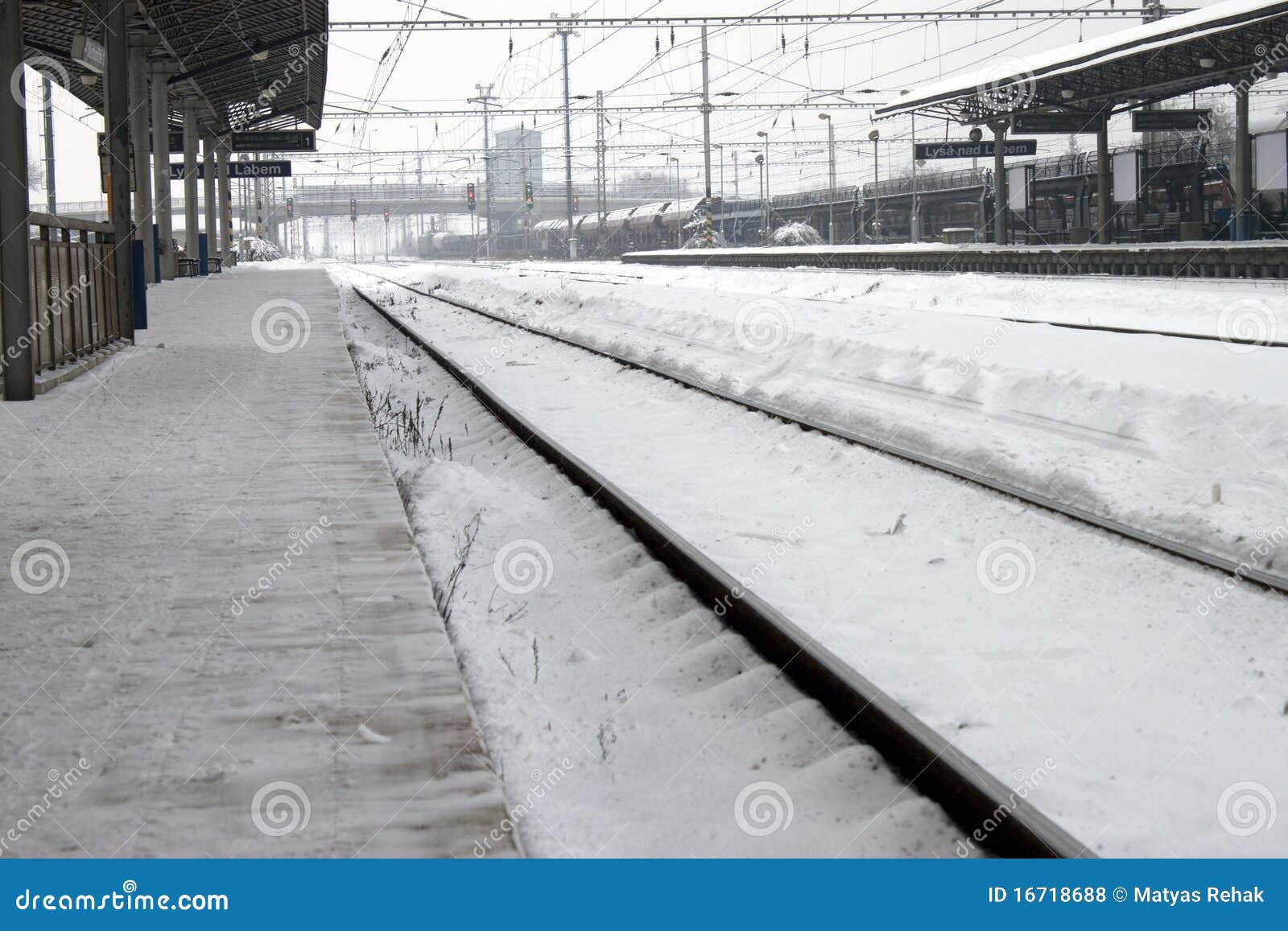 Winter railway station stock photo. Image of railway - 16718688