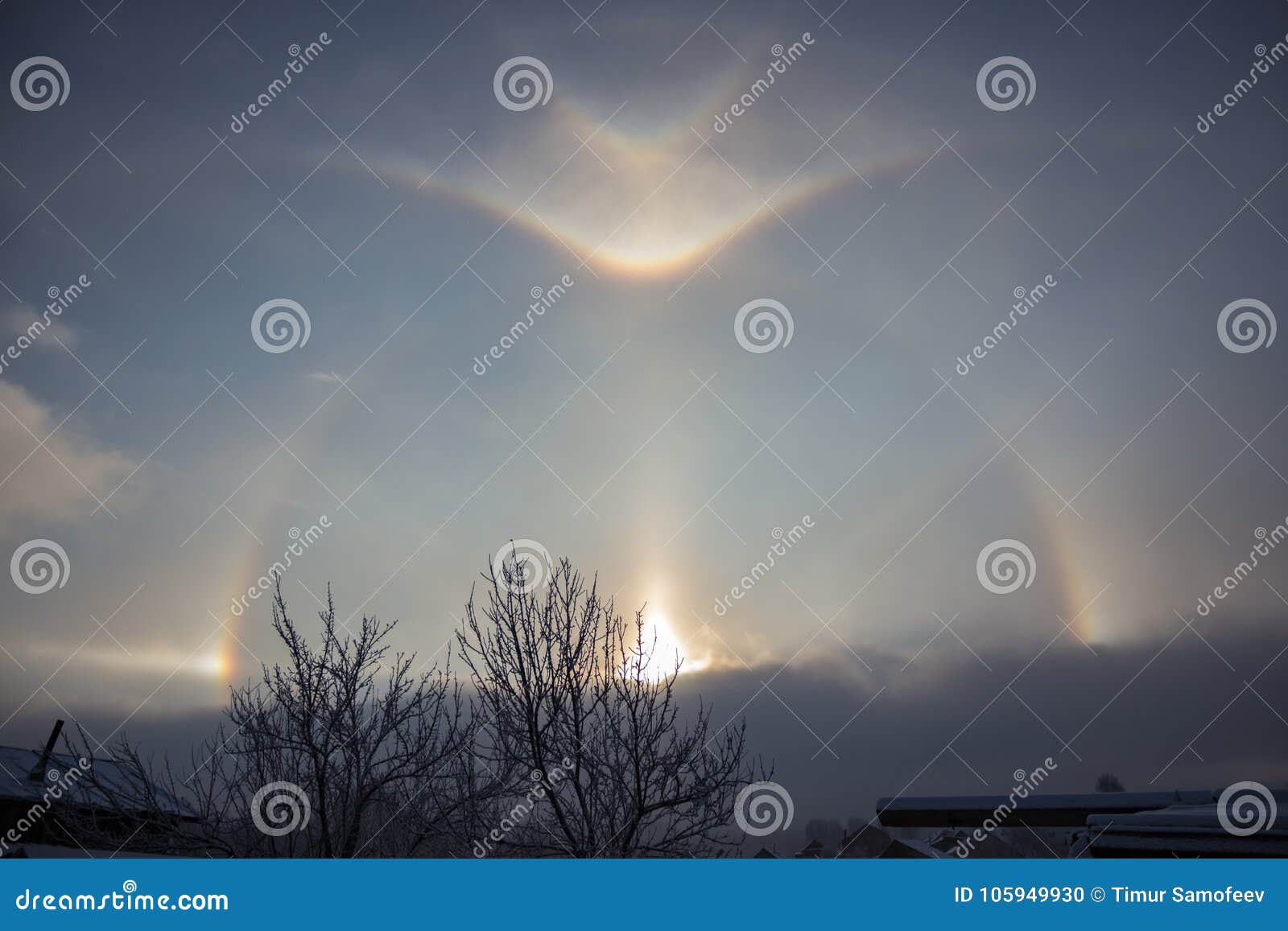 Winter Rainbow in Russia in Forest Halo Stock Photo - Image of trees ...