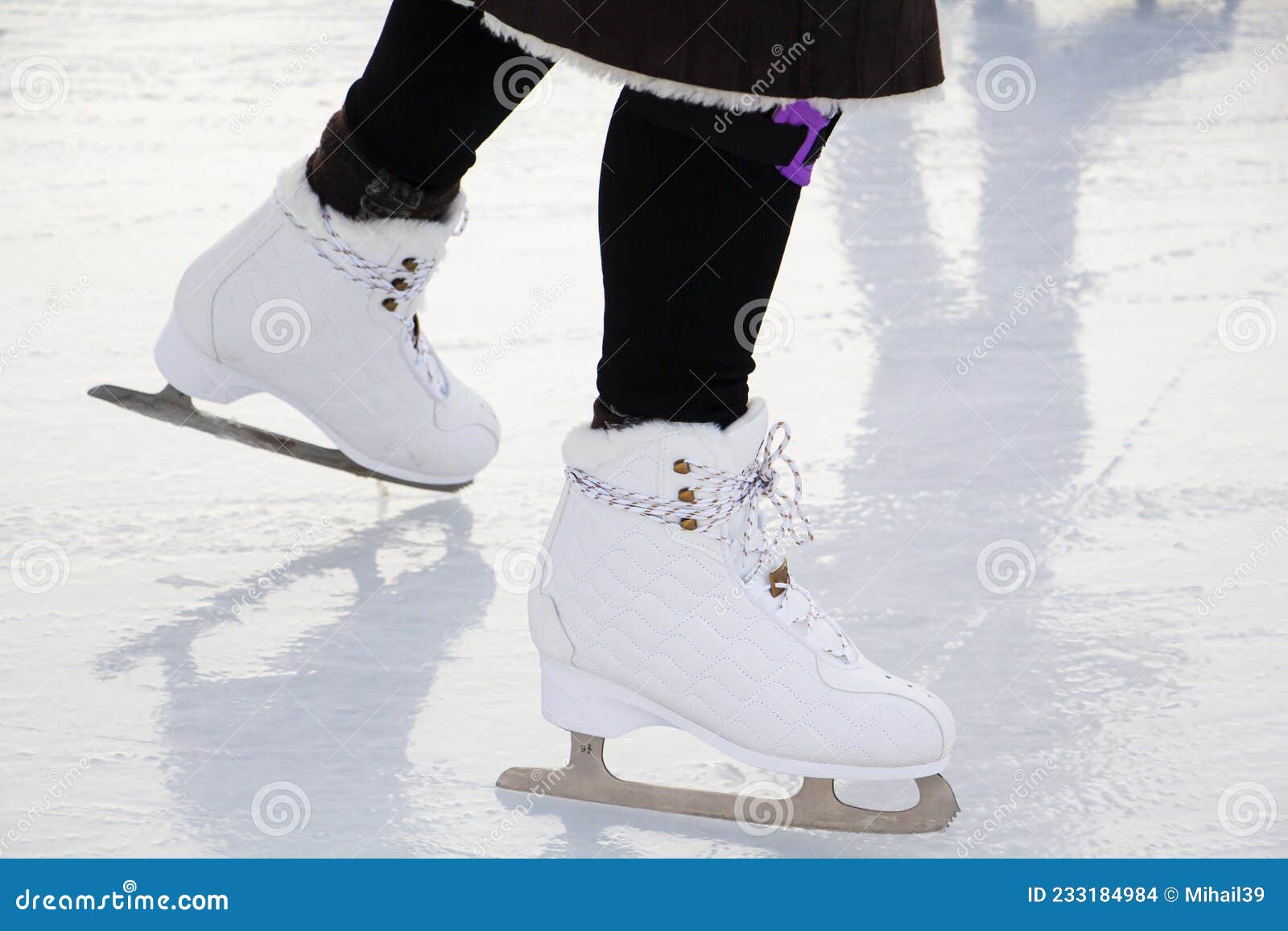 Winter Recreation, Ice Skating on the Rink, Ice Skating with Reflection ...