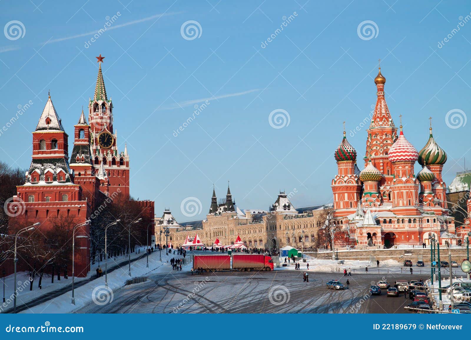 Winter Red square stock image. Image of snow, landmark - 22189679