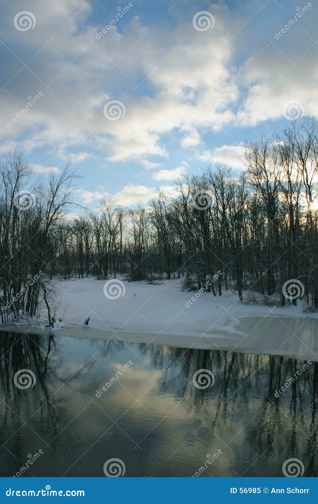 Winter Reflections stock image. Image of clouds, tree, river - 56985