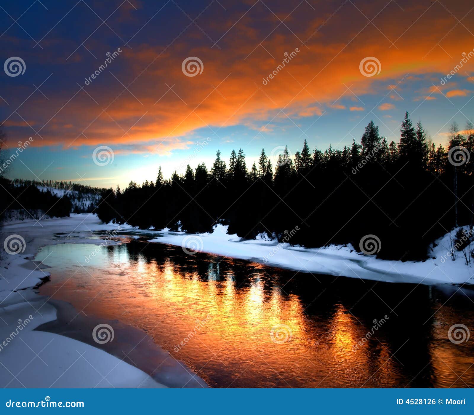 Winter river stock photo. Image of outdoors, beauty, reflections - 4528126