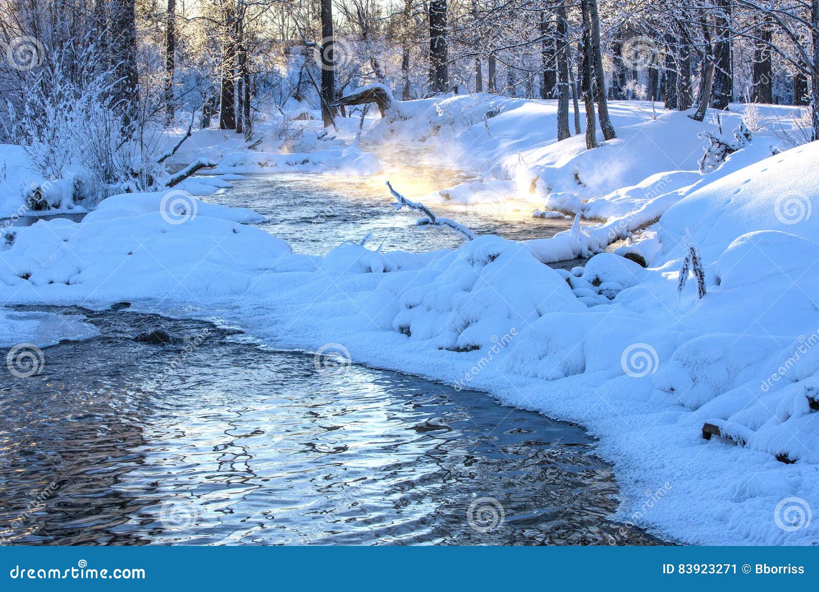 Winter River Landscape with Fog Stock Image - Image of park, hoarfrost ...