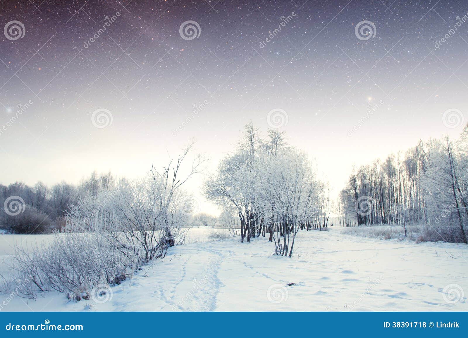 Winter river at night. stock photo. Image of night, dawn - 38391718