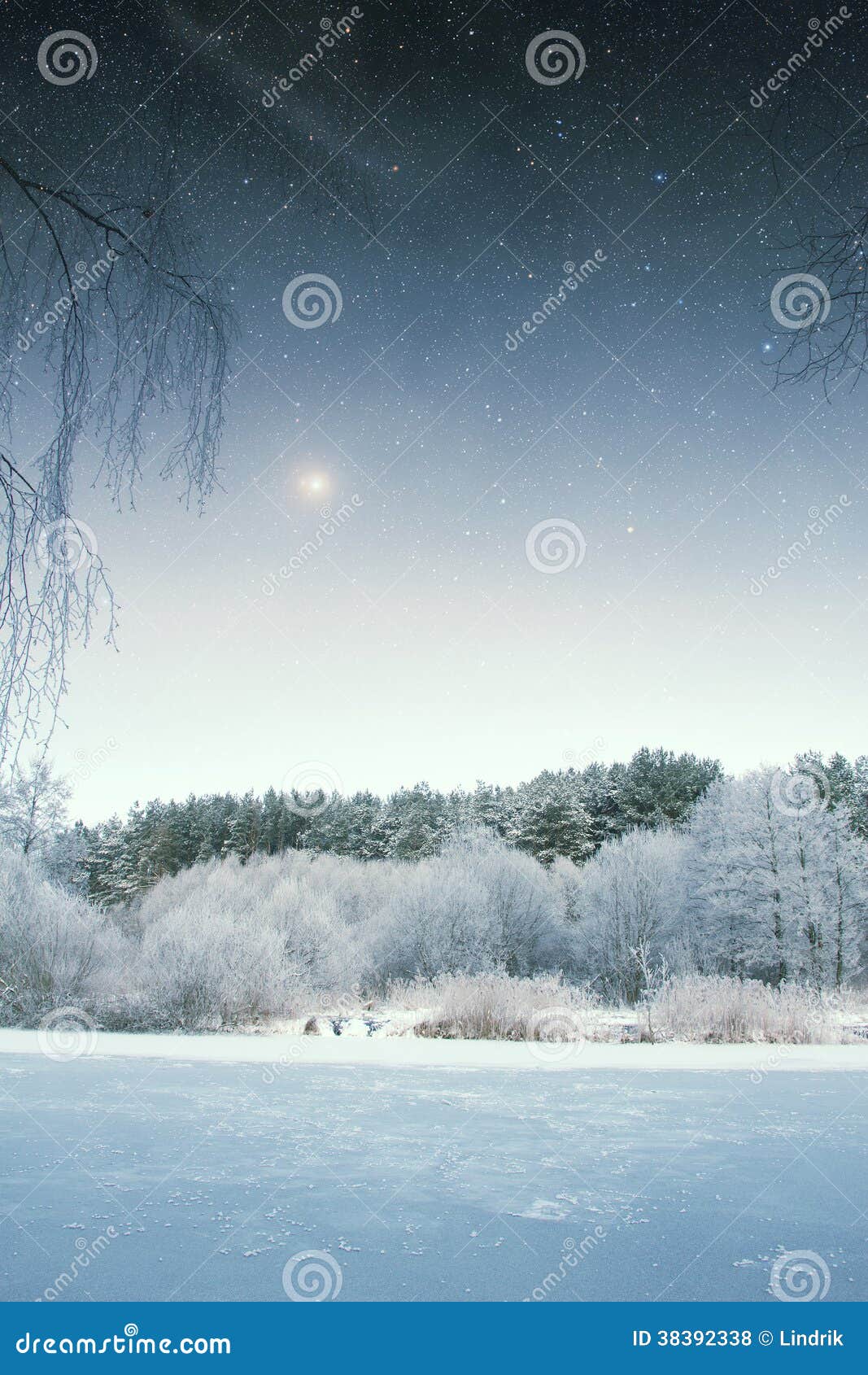 Winter river at night. stock photo. Image of reflection - 38392338