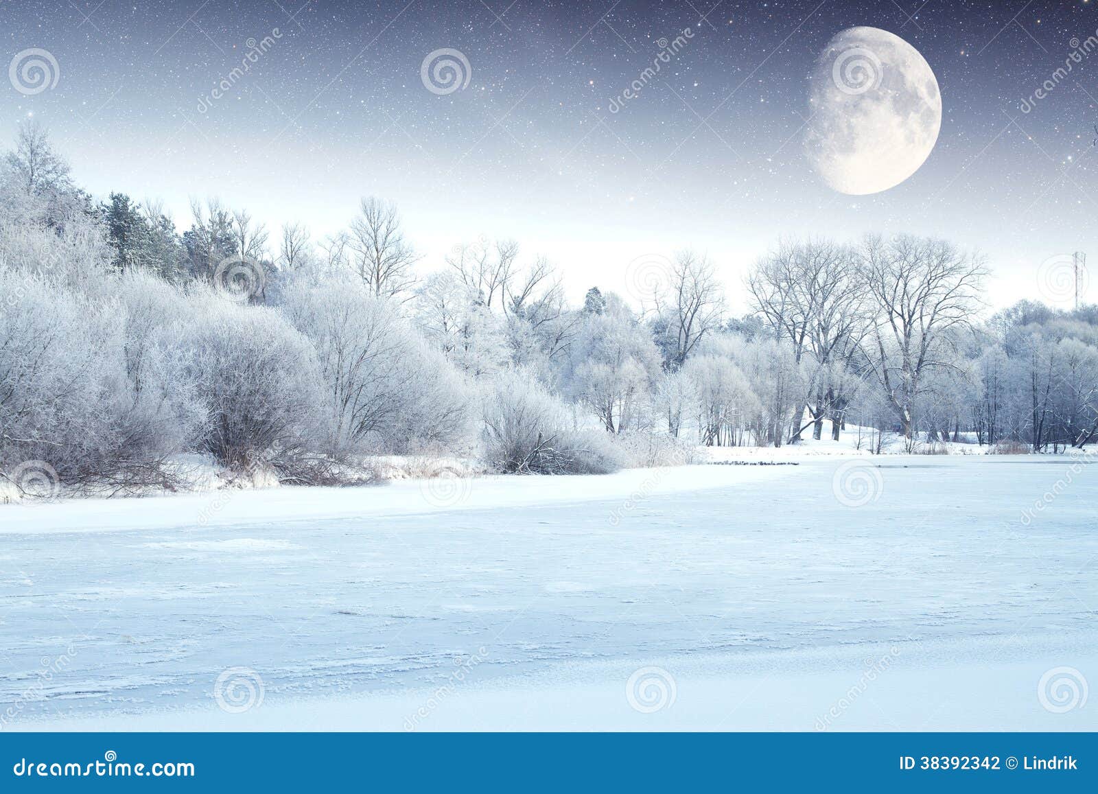 Winter river at night. stock photo. Image of beautiful - 38392342