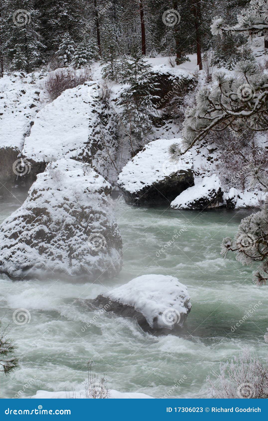 Winter River (portrait) stock image. Image of monochrome - 17306023