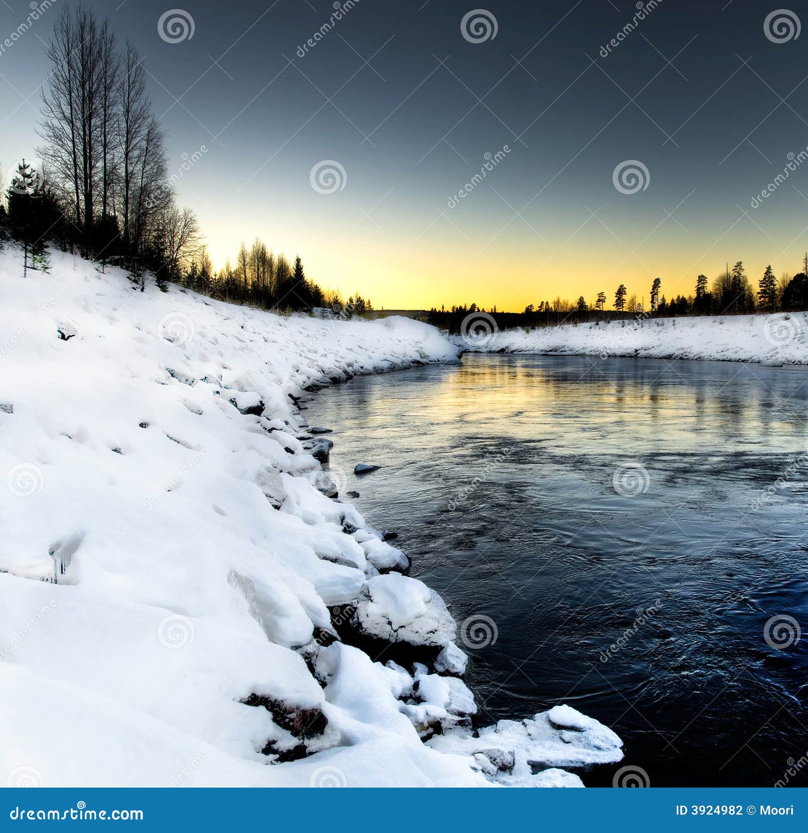 Winter river scenery stock photo. Image of blue, lake - 3924982