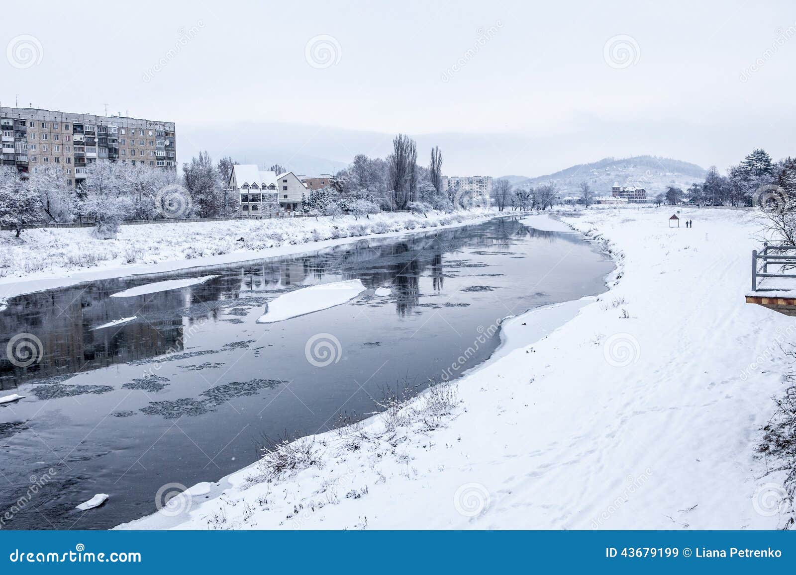 Winter river under ice stock image. Image of travel, tree - 43679199