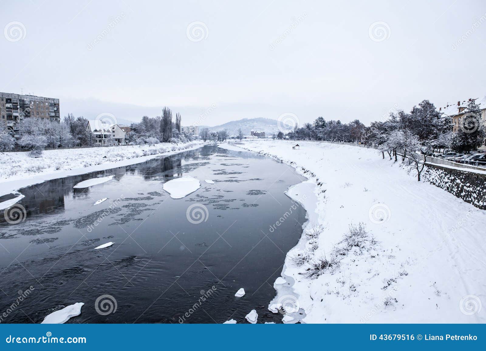 Winter river under ice stock photo. Image of beautiful - 43679516