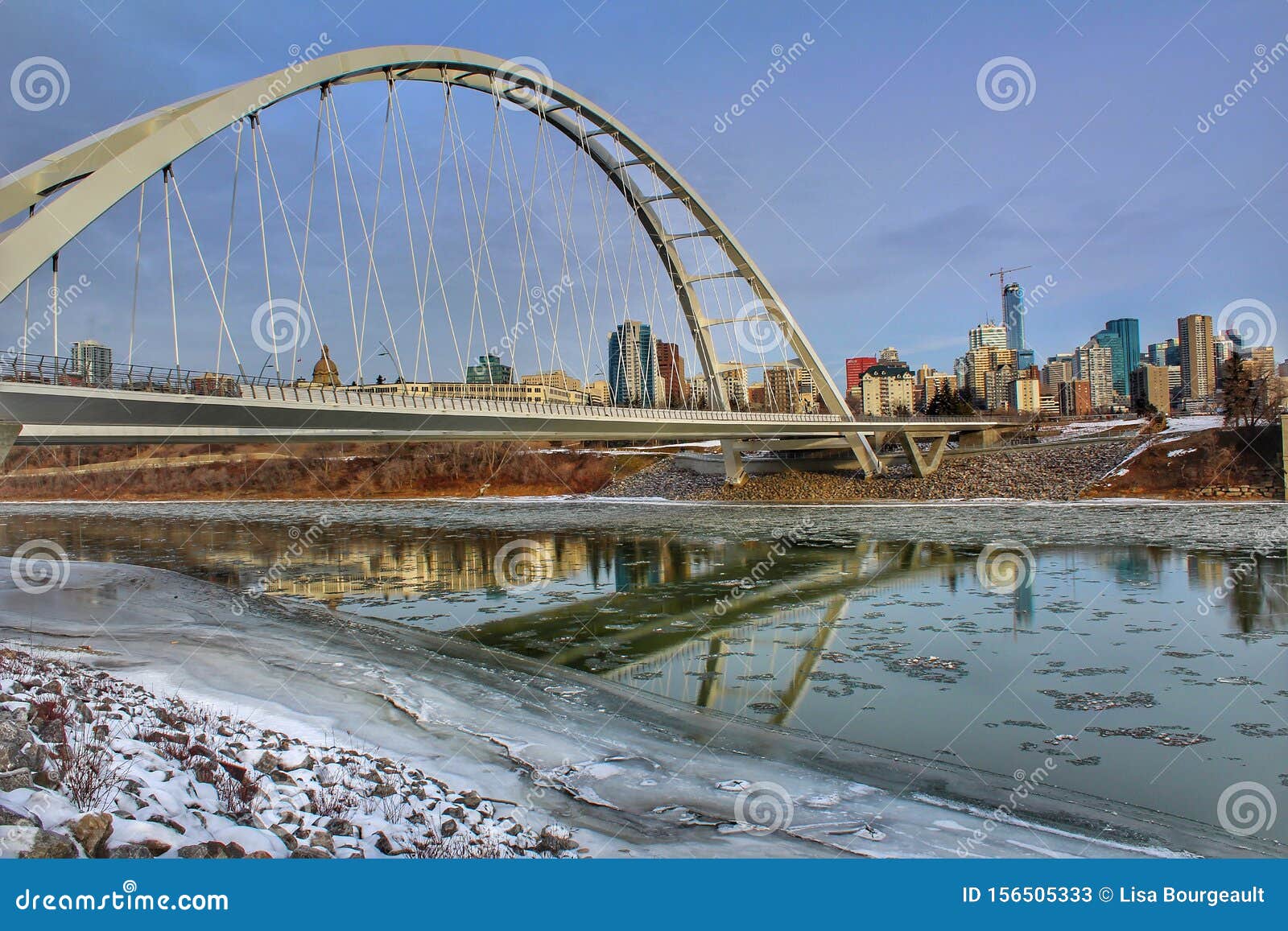 Winter River Valley in Edmonton Stock Image - Image of view, bridge ...