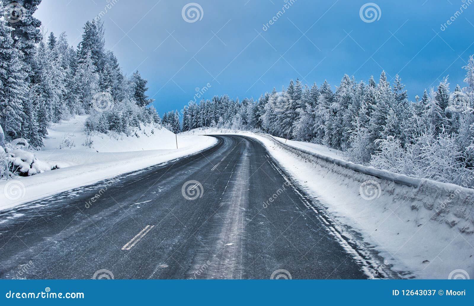 Winter road stock image. Image of scenics, frozen, path - 12643037