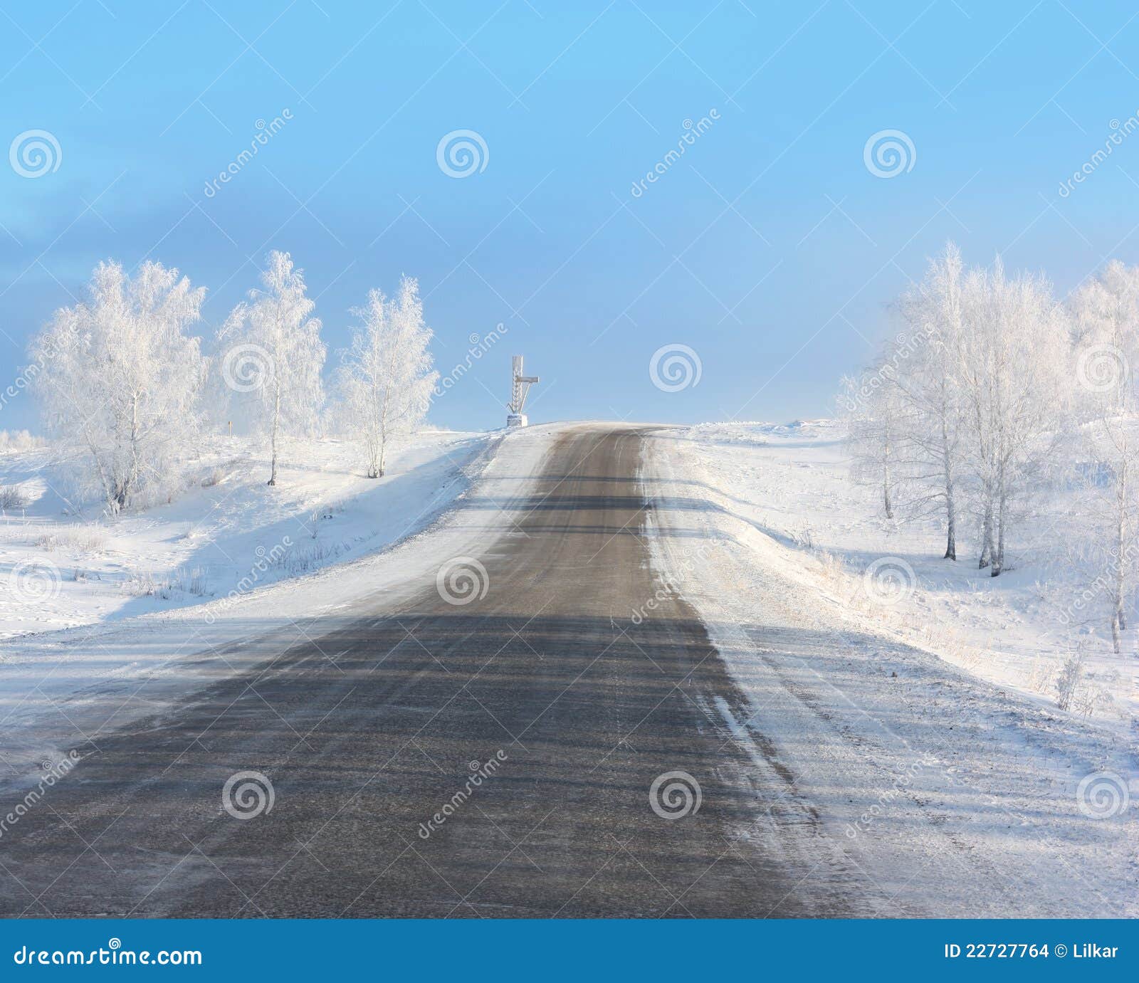 Winter road stock photo. Image of landscape, blizzard - 22727764