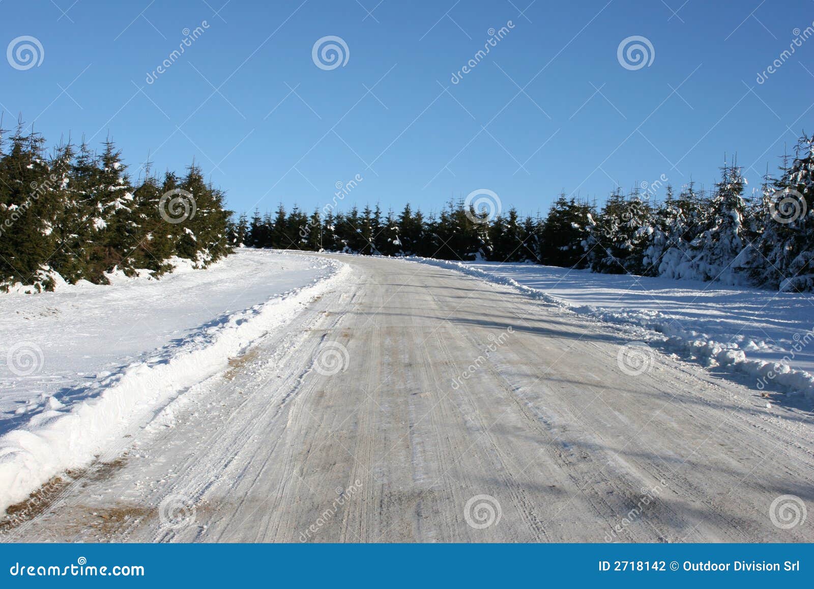 Winter road stock photo. Image of beam, long, spring, forest - 2718142