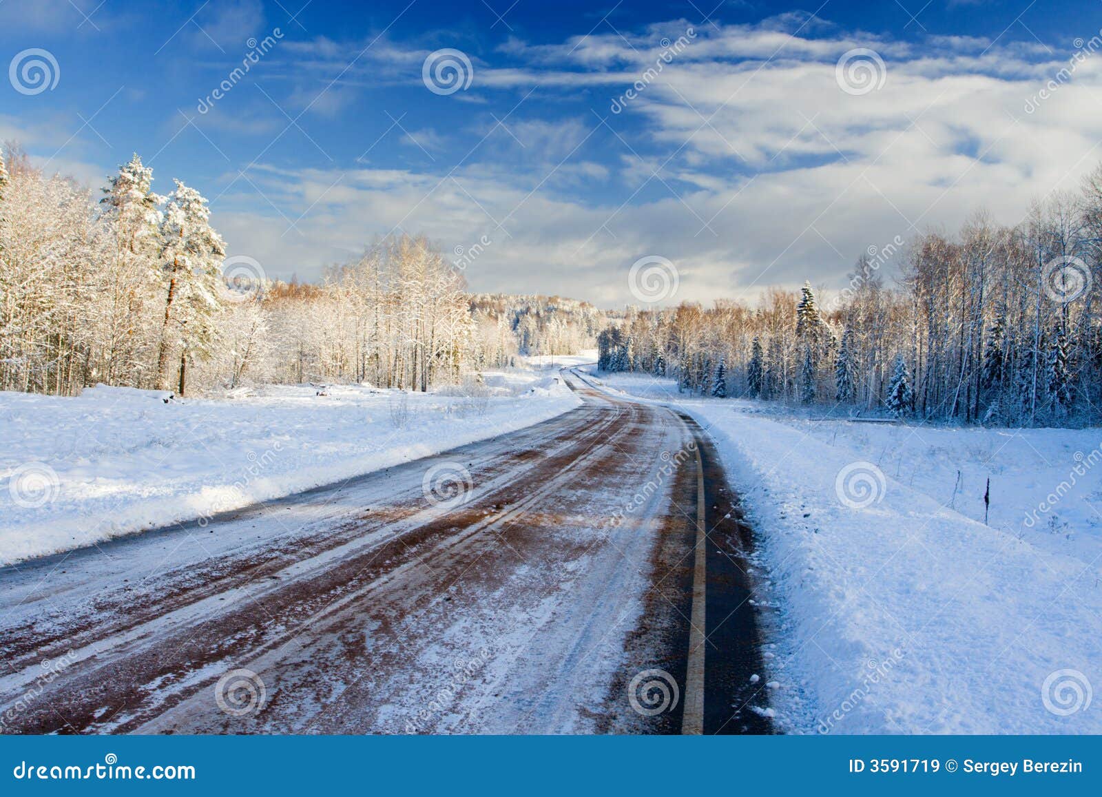 Winter road stock image. Image of cold, forest, highway - 3591719