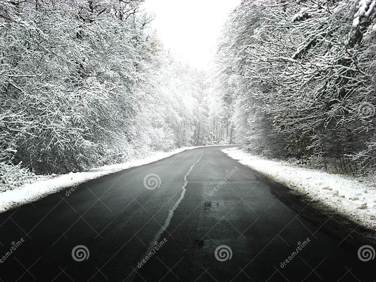 Winter road stock image. Image of trip, landscape, lithuania - 4037113