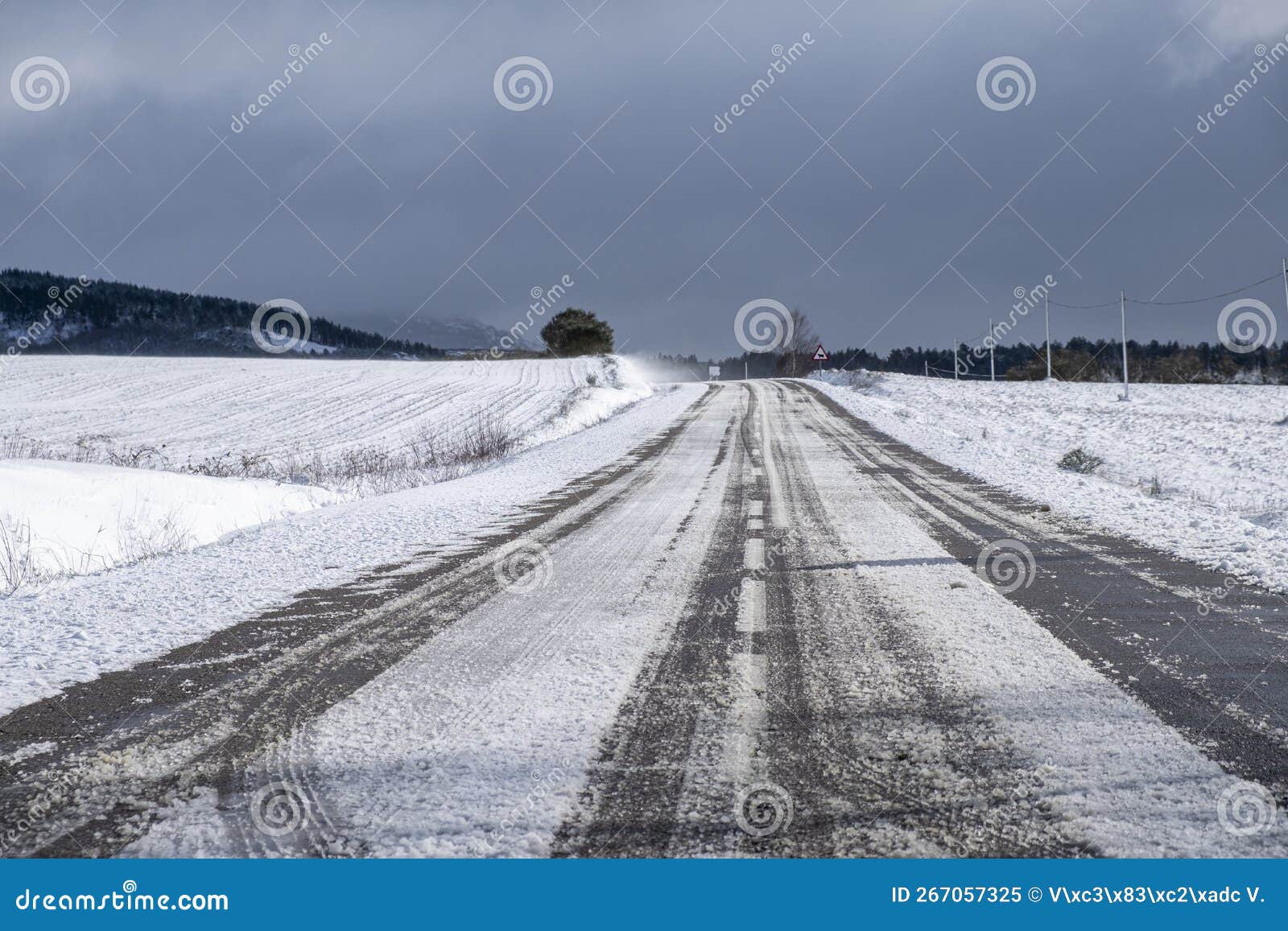 Winter Road Covered in Ice and Snow Stock Image - Image of nature ...