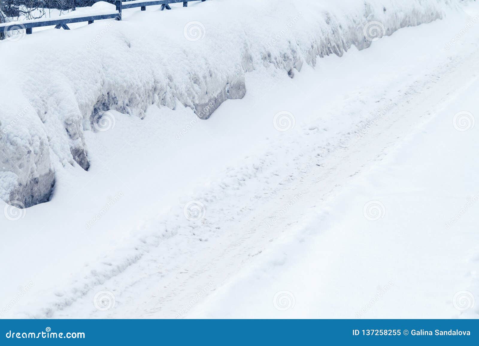 Winter Road Covered with Snow, Drifts on the Side of the Road Stock ...