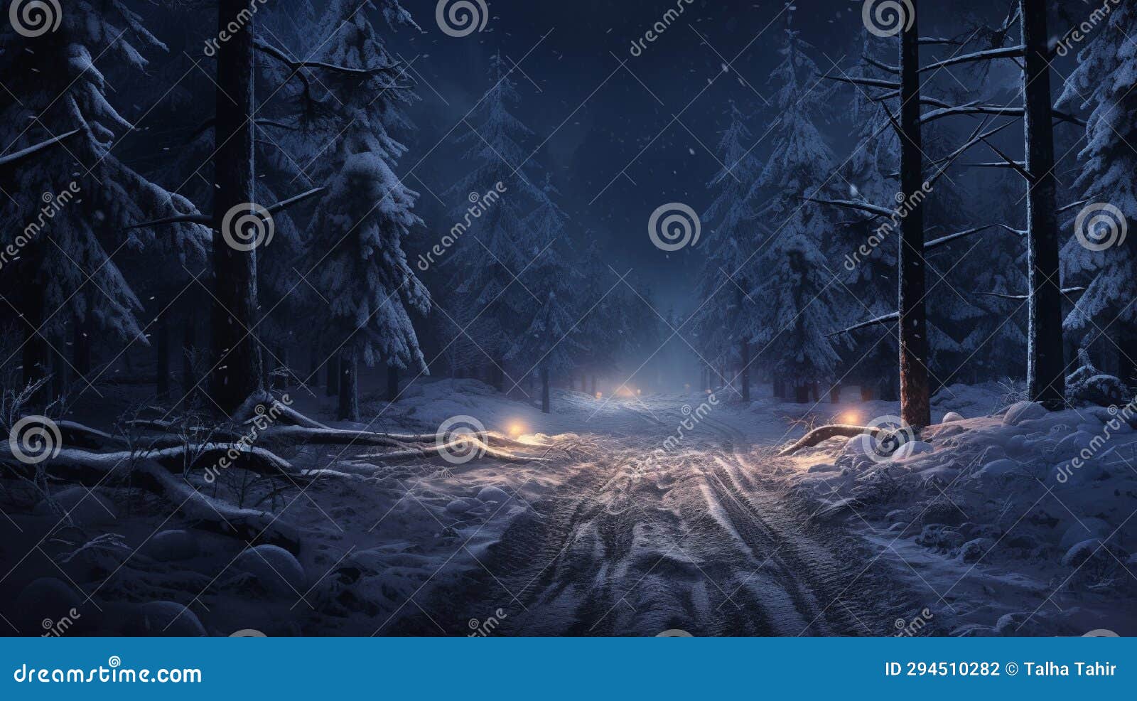 Winter Road in the Forest in the Evening Stock Illustration ...