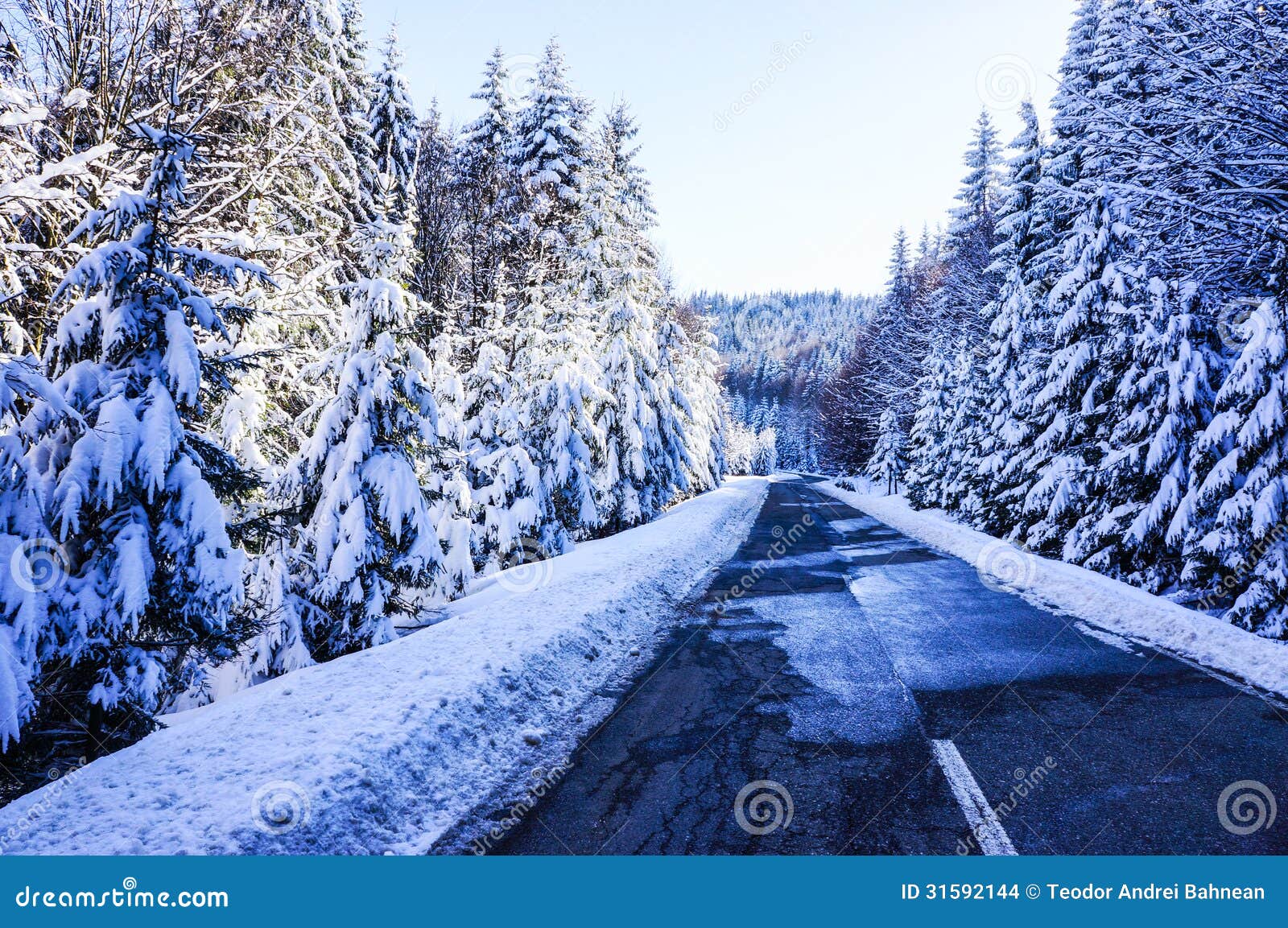 Winter road stock photo. Image of blue, cold, road, frozen - 31592144