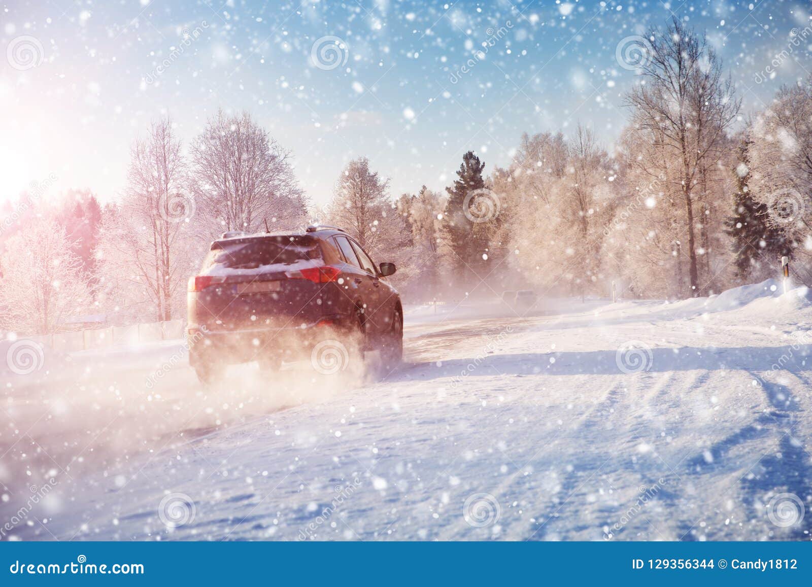 Winter Road in the Morning after Snowfall Stock Photo - Image of safety ...