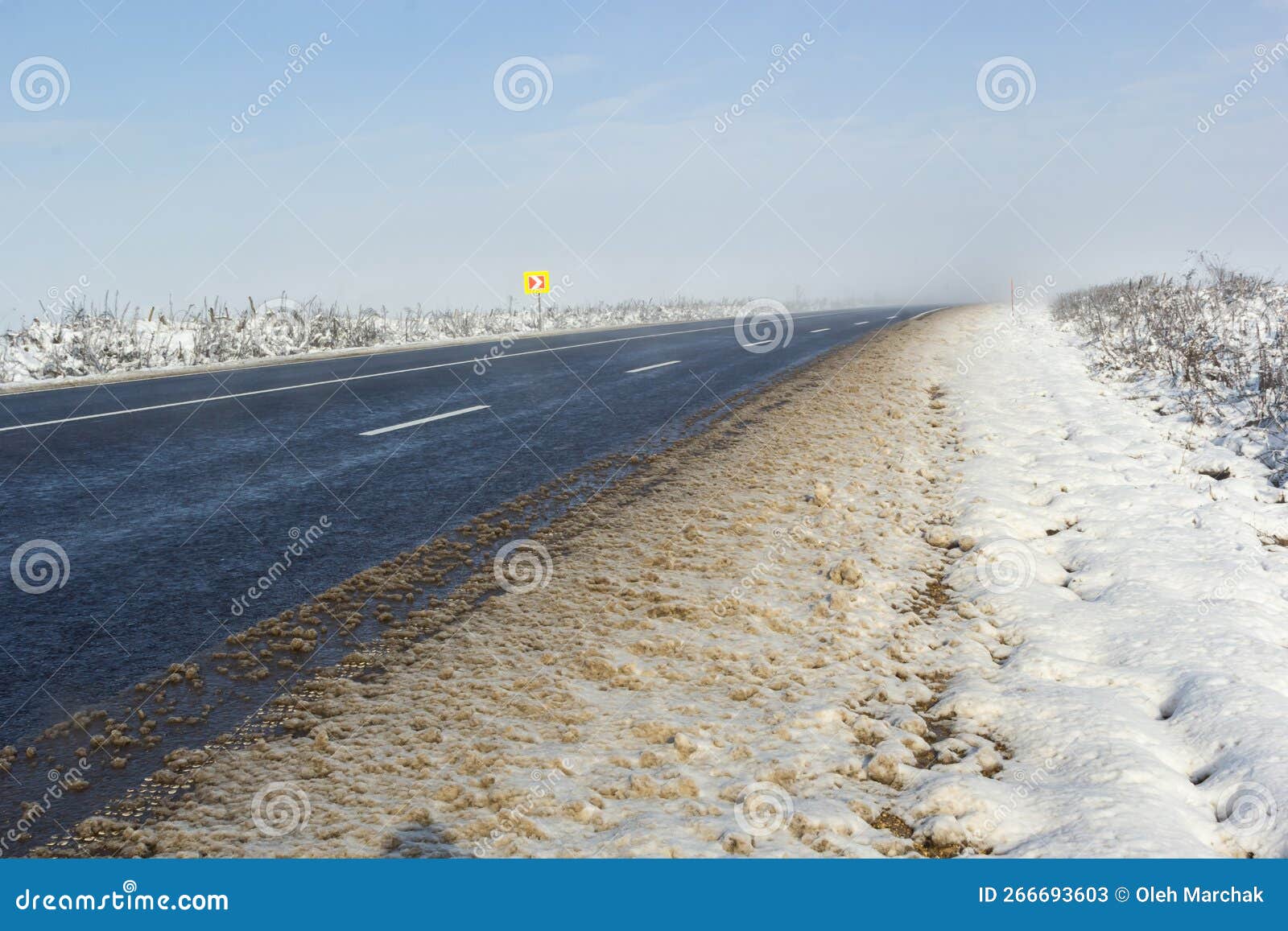 Winter Road and Snow with Landscape of Trees with Frost Stock Image ...