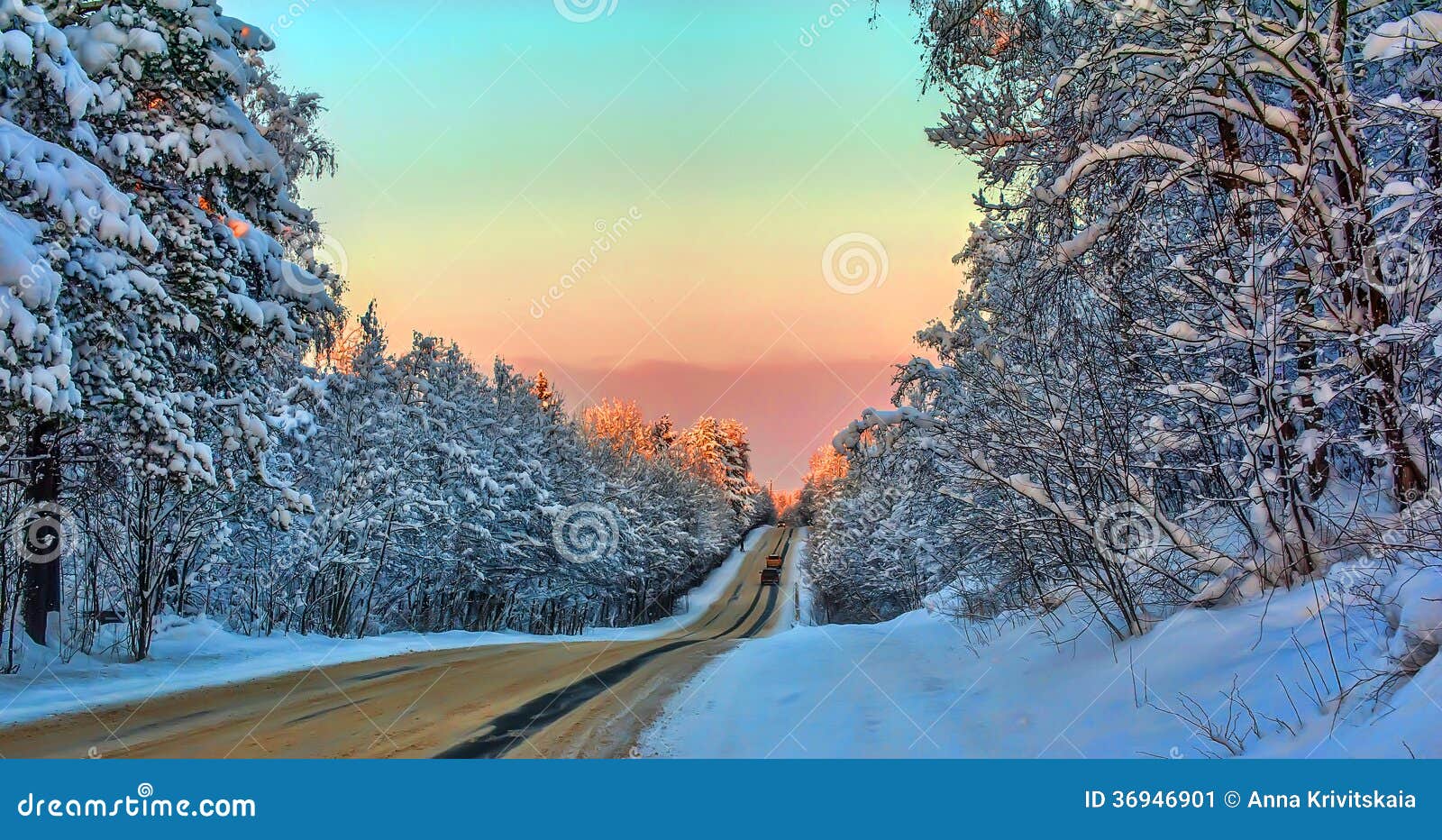 Winter road at sunset stock image. Image of snow, landscape - 36946901