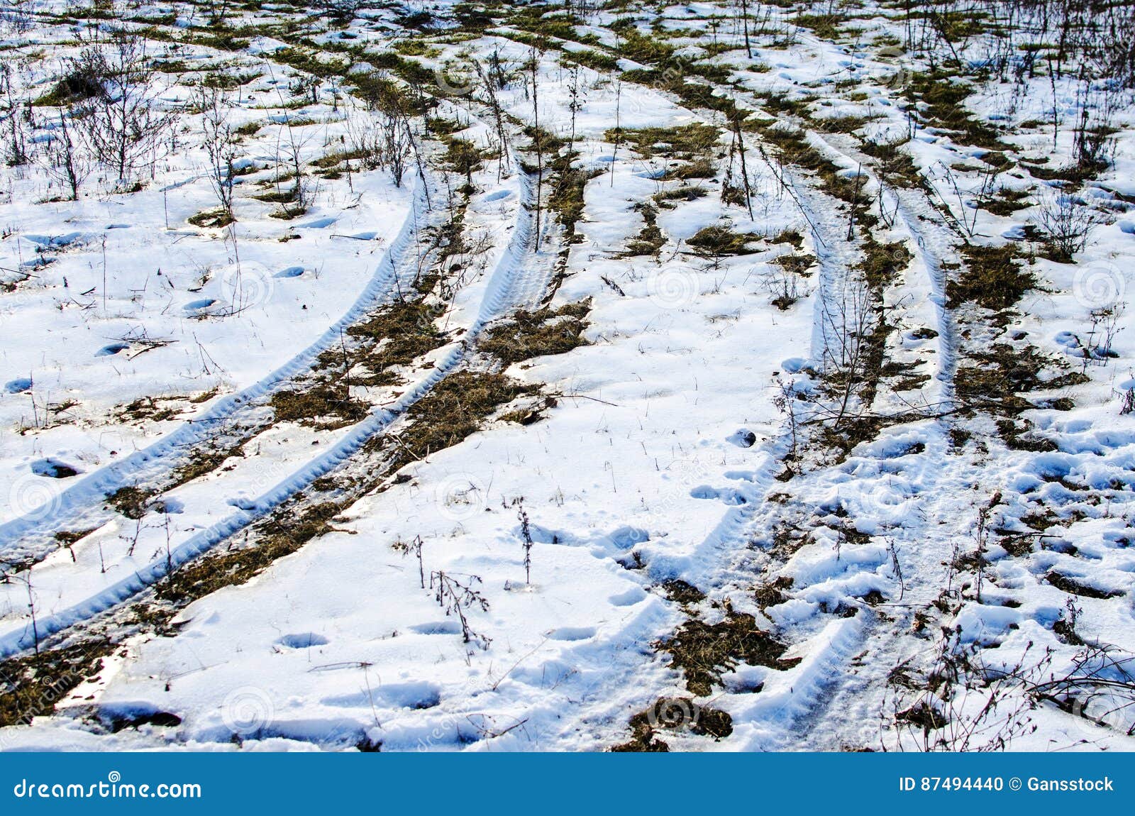Winter Road Texture Tire Tracks in Snow Stock Photo - Image of concepts ...