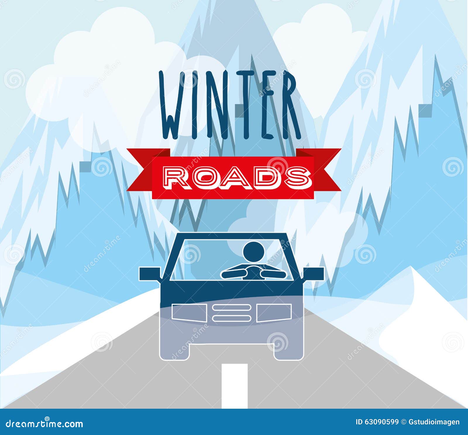 Winter roads design stock vector. Illustration of travel - 63090599