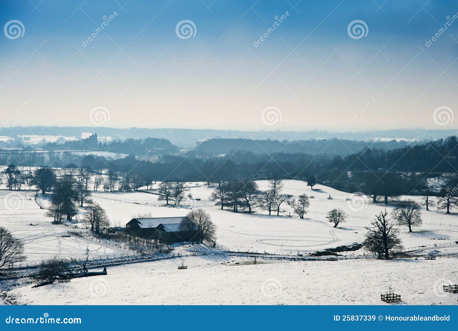 Winter Rural Countryside Landscape Stock Image - Image of frost, sunny ...