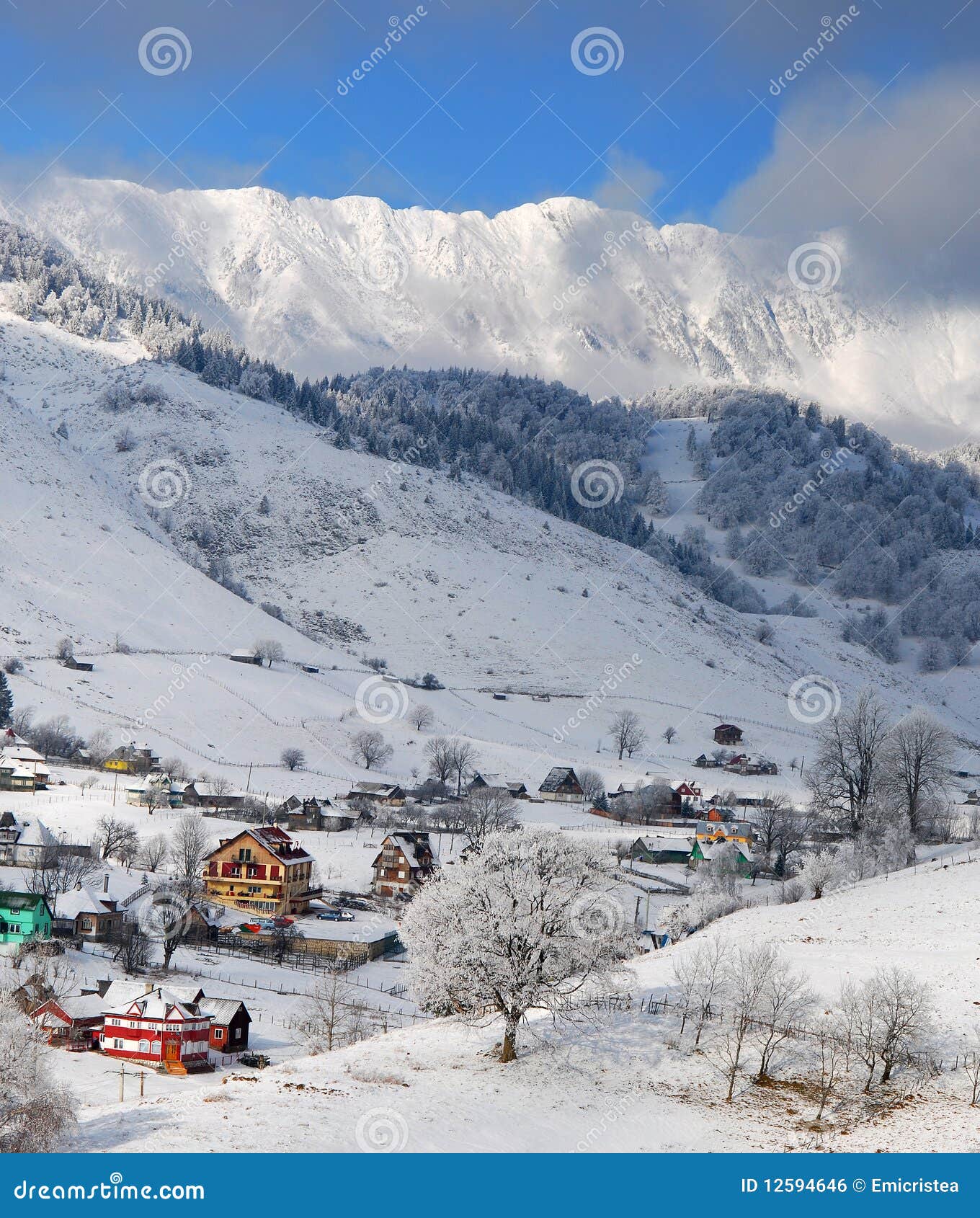 Winter rural landscape stock photo. Image of construction - 12594646