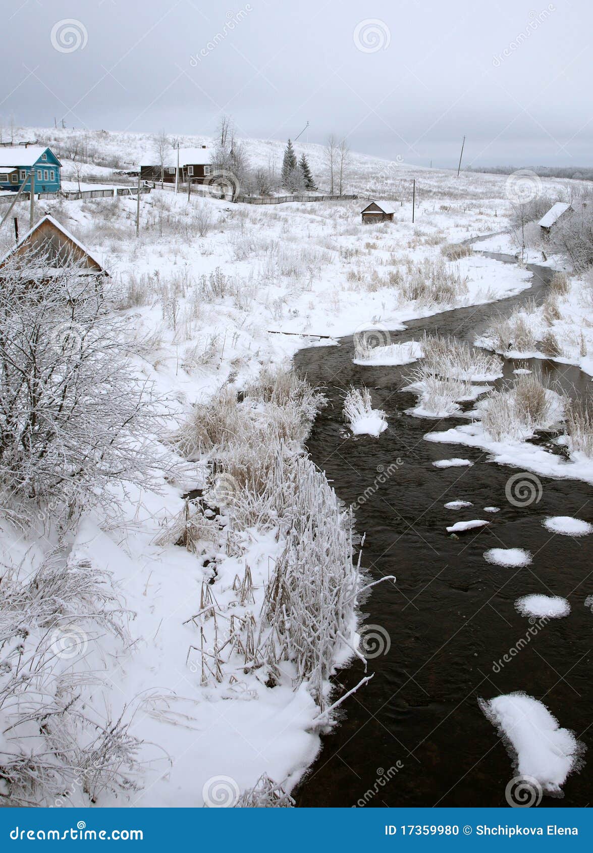 Winter rural landscape stock photo. Image of cabin, tranquil - 17359980