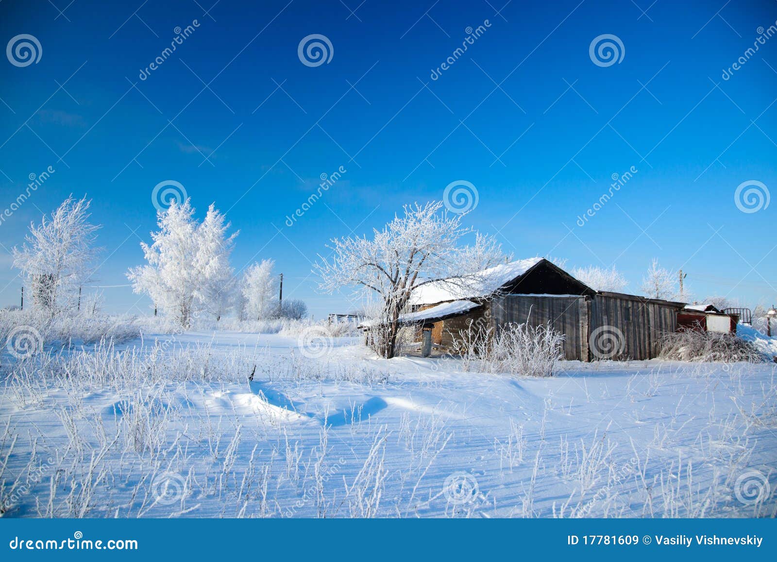 Winter rural landscape. stock image. Image of rural, frost - 17781609